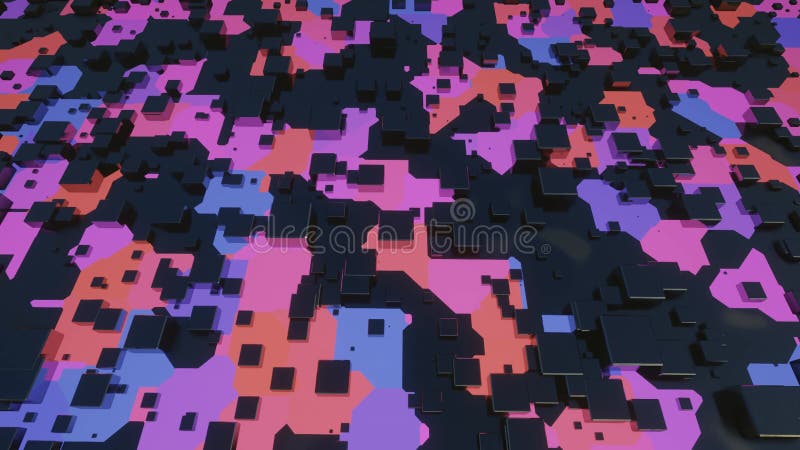 4k Looped Animation. Flight Over Hi Tech Pattern on Plane Surface, Neon ...