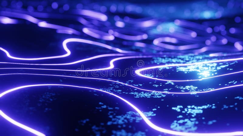 Hi Tech Pattern on Plane Surface, Neon Glow, Complex Elements and ...