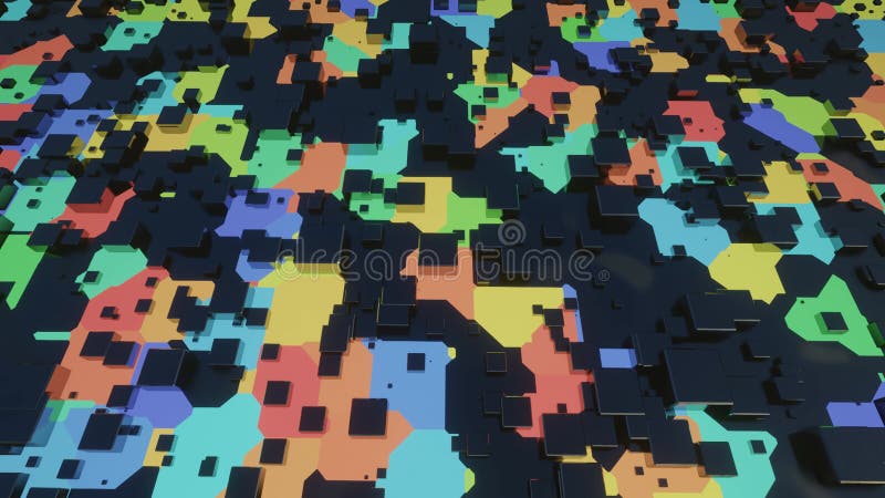 4k Looped Animation. Flight Over Hi Tech Pattern on Plane Surface, Neon ...