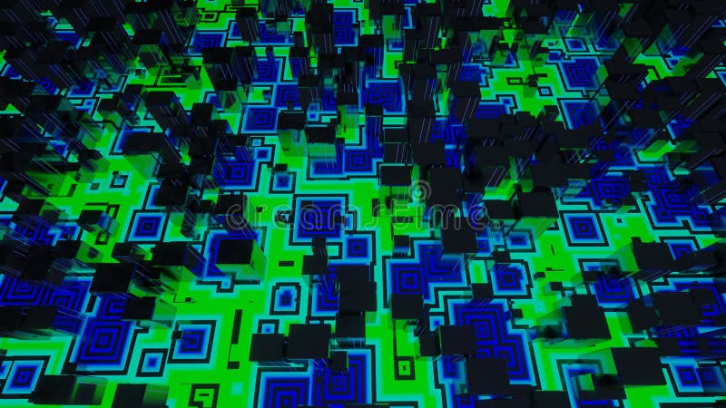 4k Looped Animation. Hi Tech Pattern on Plane Surface, Neon Glow ...