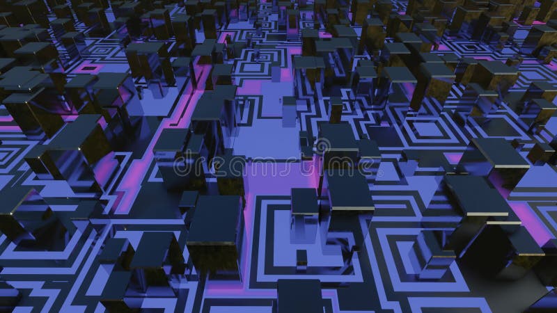 Hi Tech Pattern on Plane Surface, Neon Glow, Complex Elements and ...