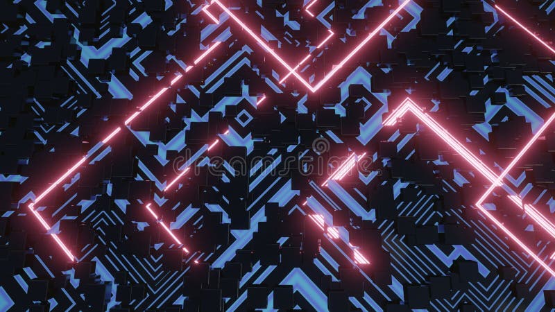 Hi Tech Pattern on Plane Surface, Neon Glow, Complex Elements and ...