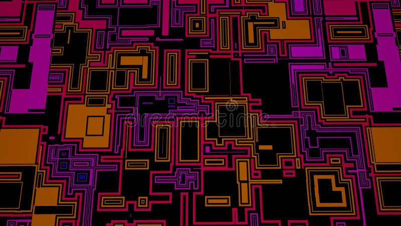 4k Looped Animation. Hi Tech Pattern on Plane Surface, Neon Glow ...