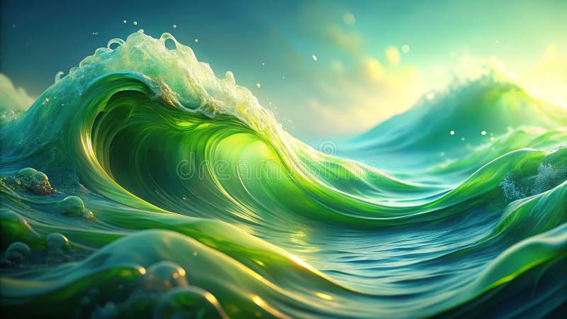 4K Looping Light Green Wave Animation Abstract Fluid and Ethereal ...