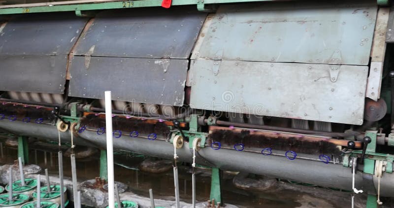 4k Machine Producing Tissues in a Silk Factory,Spinning Machine Collect ...