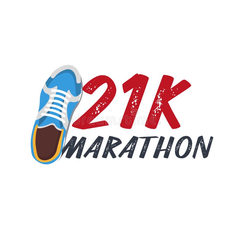 21K Marathon Run Event with Sneakers. Vector Illustration. Stock Vector ...