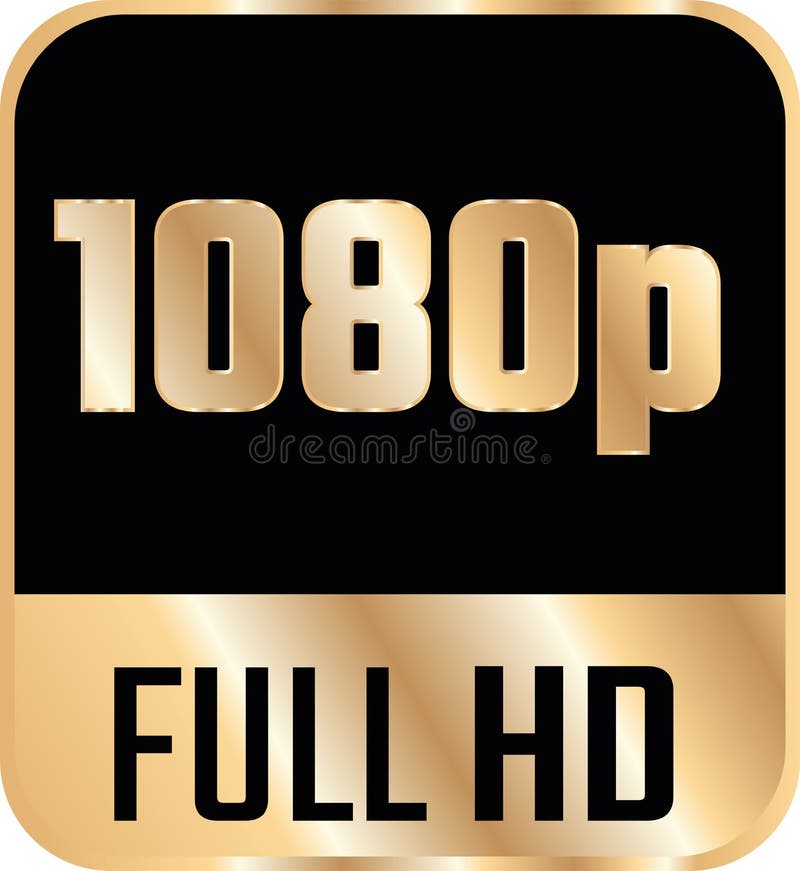 1080p icon with gold label stock vector. Illustration of label - 190997036