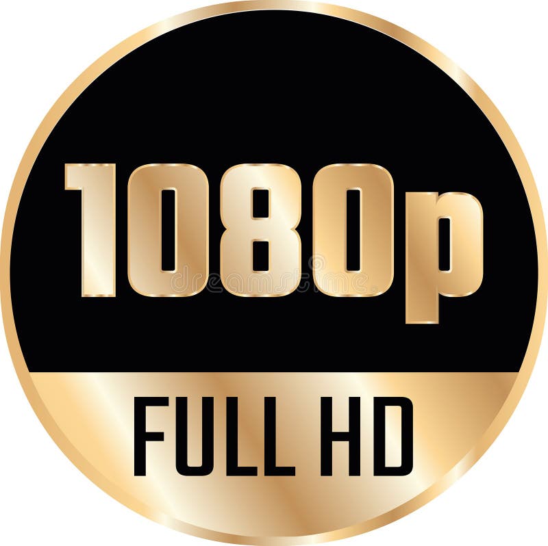 1080p Icon QHD TV Ultra-thin Vector Illustration Gold and Black Style ...
