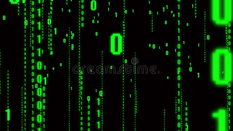 4k the Matrix Style Binary Code,the Camera Moves through the Falling ...