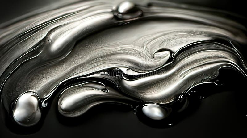 Melted Iron Metal. 4K Liquid Silver Paint. Abstract Texture of Shiny ...