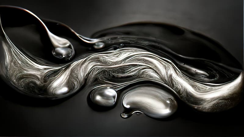 Melted Iron Metal. 4K Liquid Silver Paint. Abstract Texture of Shiny ...
