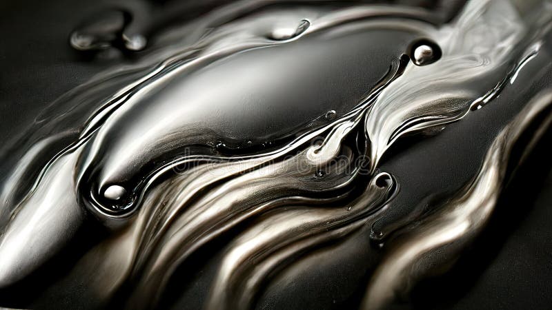 Melted Iron Metal. 4K Liquid Silver Paint. Abstract Texture of Shiny ...