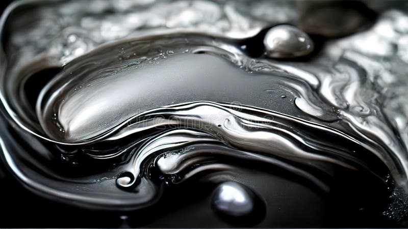 Melted Iron Metal. 4K Liquid Silver Paint. Abstract Texture of Shiny ...