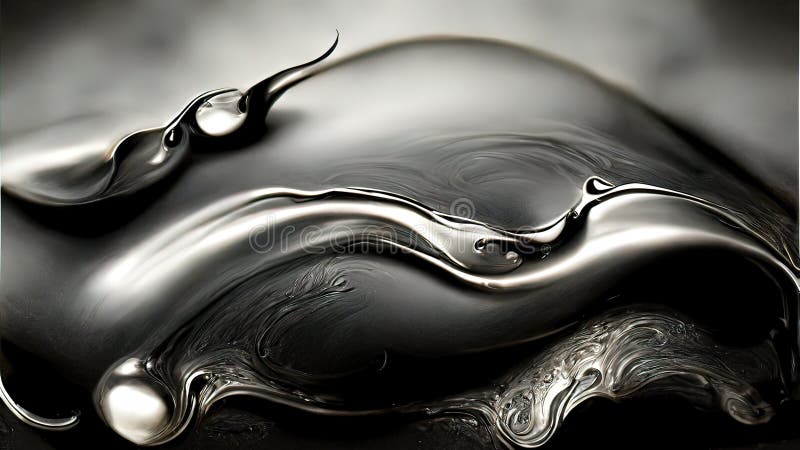Melted Iron Metal. 4K Liquid Silver Paint. Abstract Texture of Shiny ...