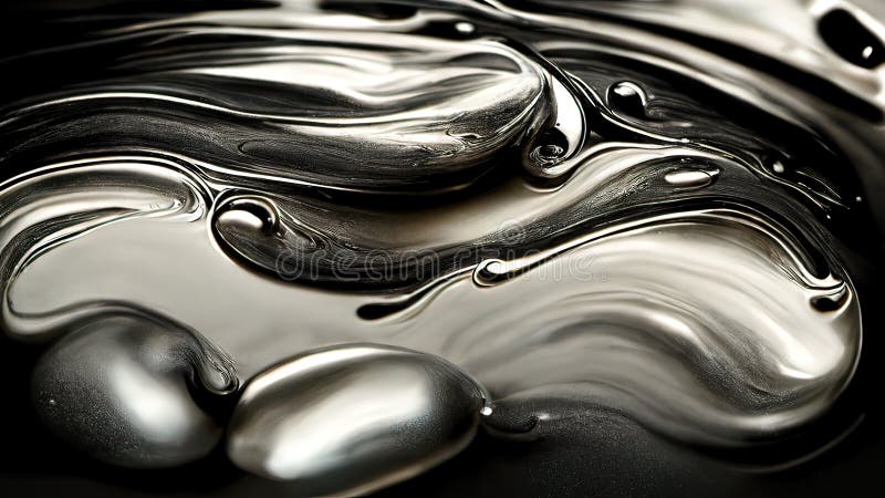 Melted Iron Metal. 4K Liquid Silver Paint. Abstract Texture of Shiny ...