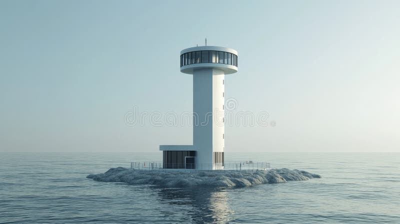8K Minimalist 3D Render of Maritime Control Tower Stock Illustration ...