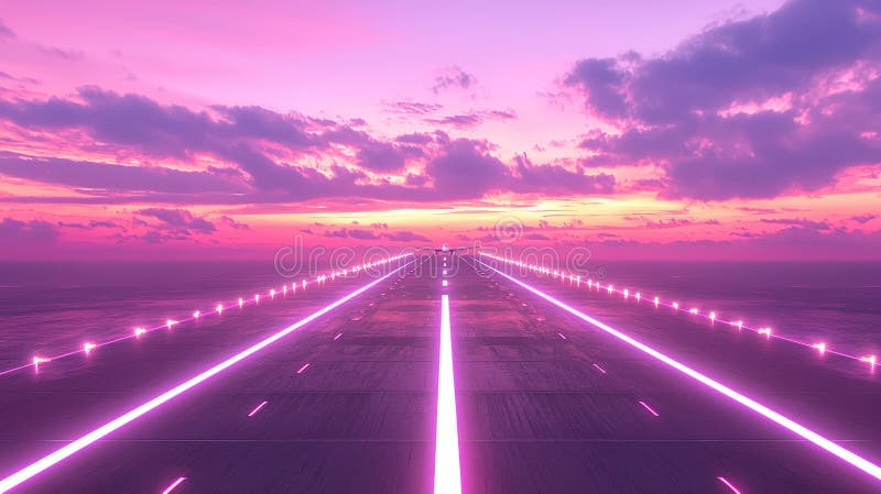 8K Minimalist 3D Runway Scene at Dawn for Takeoff Stock Illustration ...