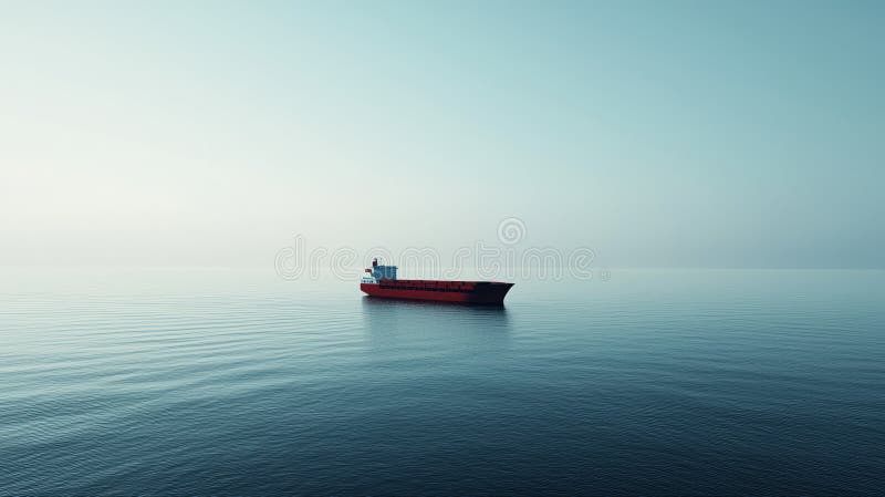 8K Minimalistic 3D Render of Cargo Ship in Ocean Stock Illustration ...