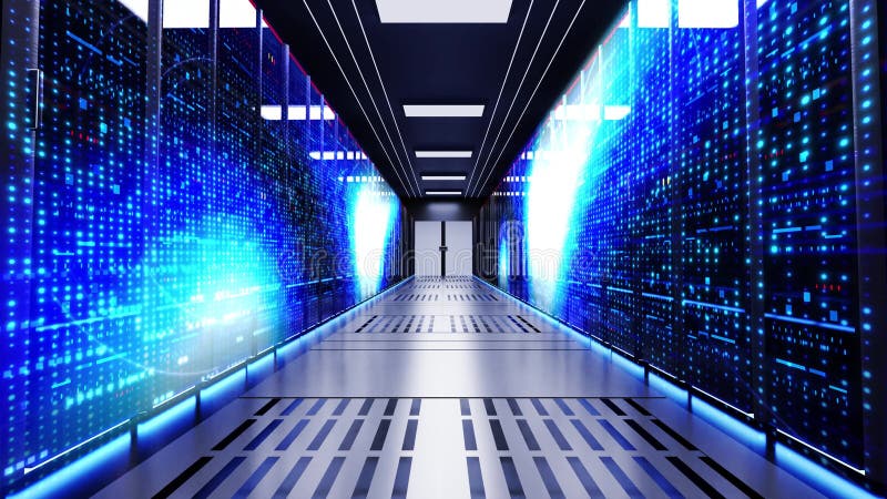 4K Modern Interior Server Room Data Center Bckground. Stock Footage ...