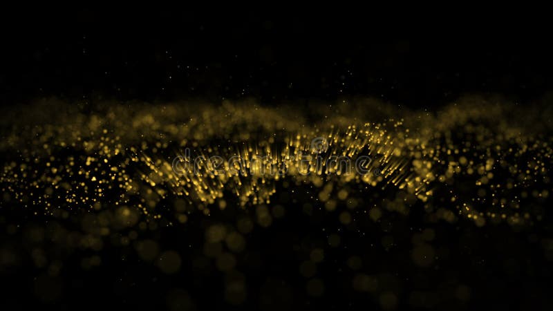 4K Motion Abstract of Particles Gold Dust with Stars on Black ...