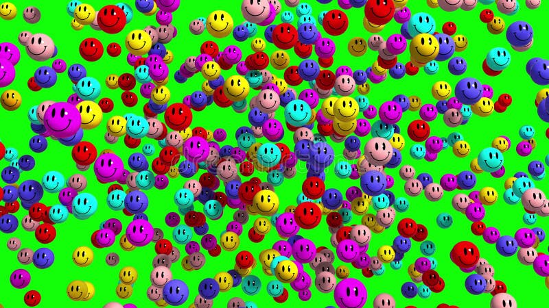 4K. Multicolor Smiley Face Icon Explosion. Green Screen Stock Video ...