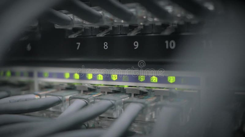 Network Panel Switch with Green Led Flashing Stock Footage - Video of ...
