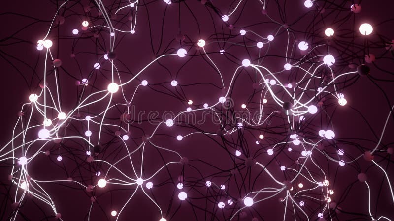 Neuronal and Synapse Activity Animation. Electrical Impulses Inside the ...