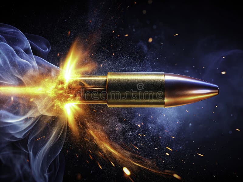 8K Octane Render a Fiery Bullet Trail Explodes through Dark Space ...