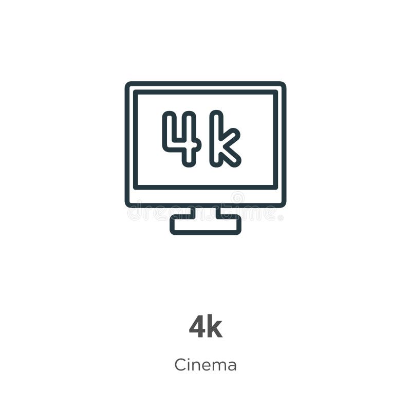 4k Outline Vector Icon. Thin Line Black 4k Icon, Flat Vector Simple ...