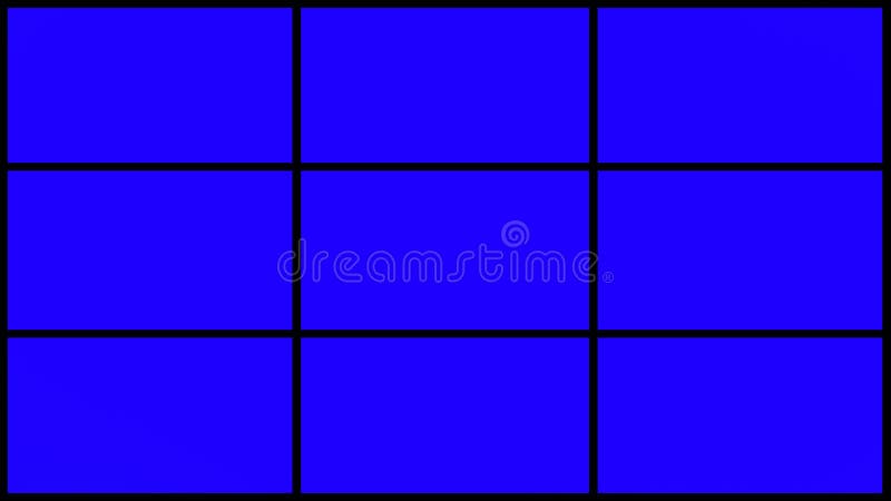 4k 9 Parts Blue Screen Grid with Black Frames Stock Illustration ...