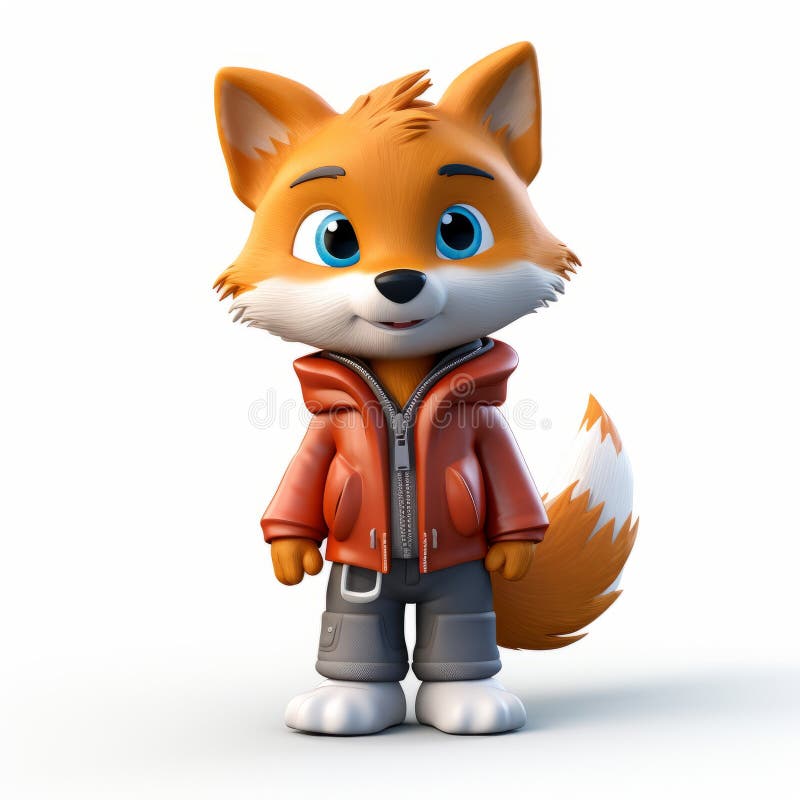 Plastic Cartoon Fox with Jacket: Volumetric Lighting and Toy-like ...