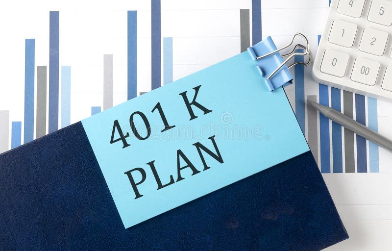 401K PLAN on Sticky Note on the Notebook on the Chart Background Stock ...