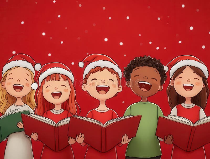 4K Realistic Animation of a Choir Singing Christmas Hymns, Red ...