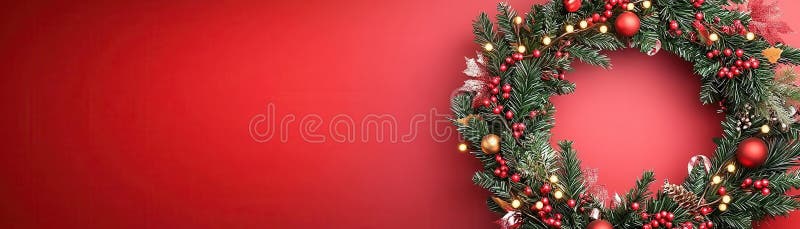 4K Realistic Animation of a Wreath with Christmas Lights, Red ...