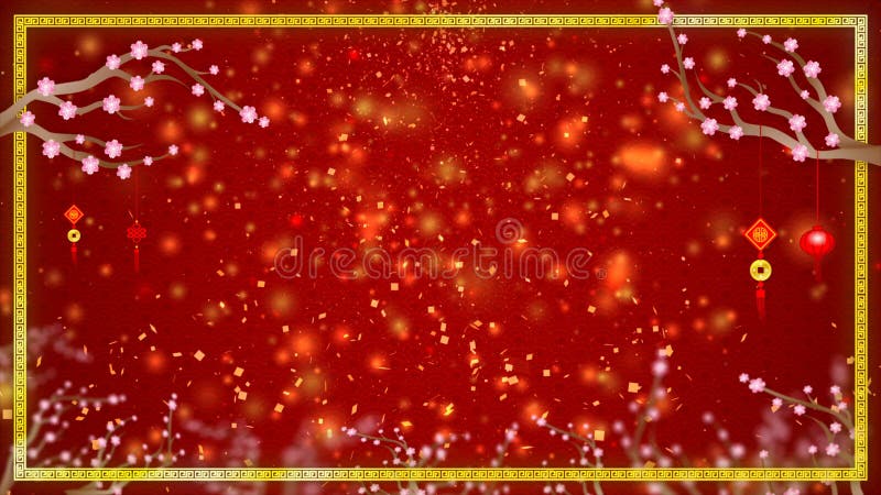 Chinese Happy New Year on Red Background with Golden Circle Stock ...