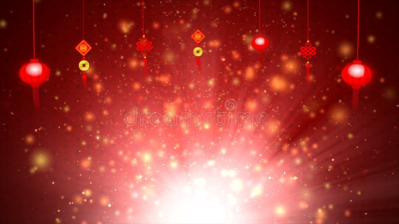 Chinese Happy New Year on Red Background with Golden Circle Stock ...