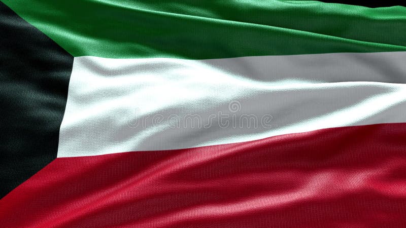 4k Render Kuwait Flag Video Waving in Wind Kuwait Flag Wave Loop Waving ...