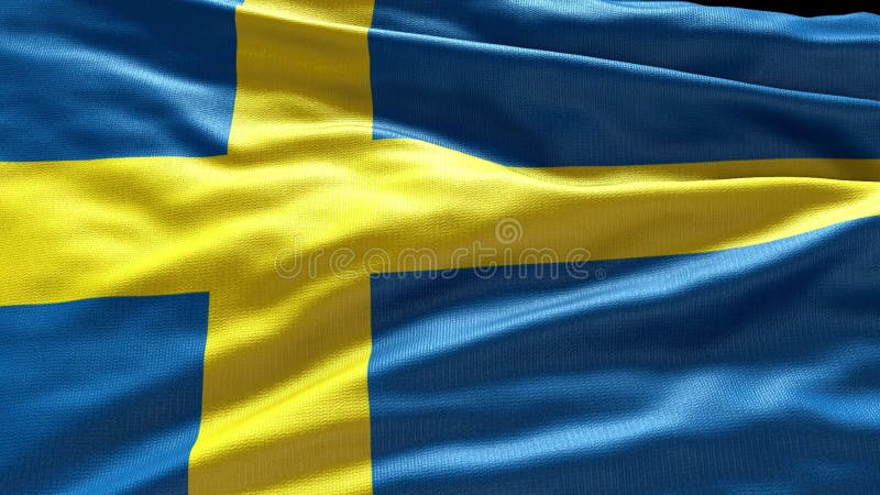 4k Render Sweden Flag Video Waving in Wind Sweden Flag Wave Loop Waving ...