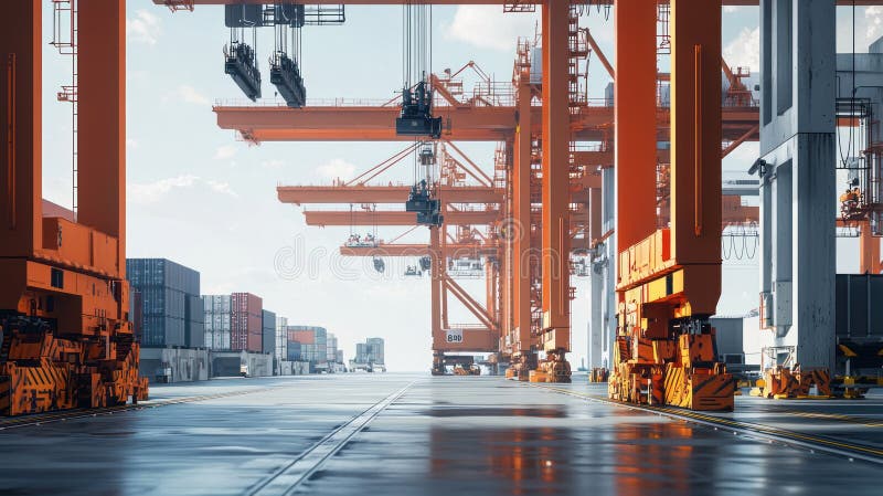 8K Resolution 3D Render of Container Terminal Crane Maintenance Stock ...