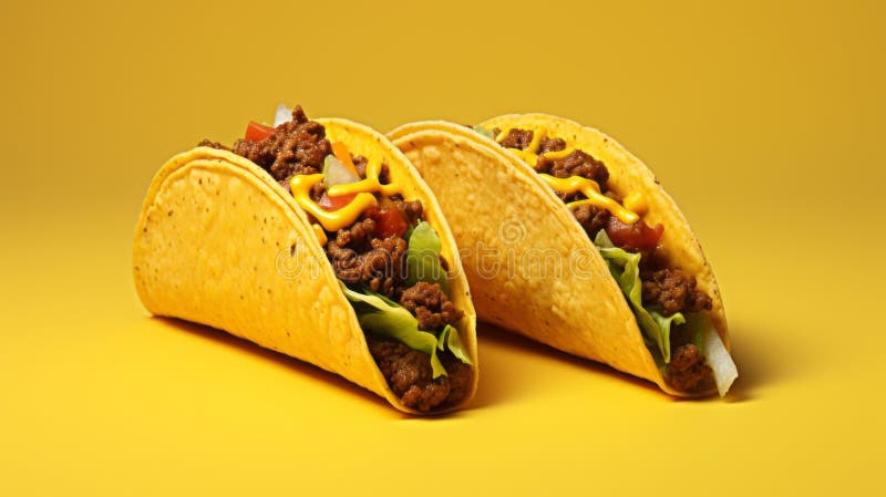 8k Resolution Taco on Yellow Background with Precise Detailing Stock ...