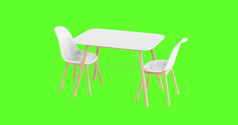 4k Resolution Video: Modern Kitchen White Plastic Table and Chairs Set ...