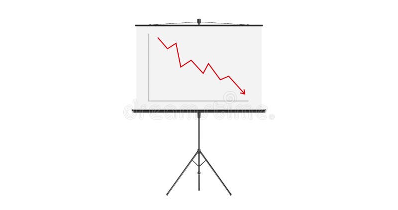 4k Resolution Video: Projection Screen Show Crisis Crash Trend Red Line ...