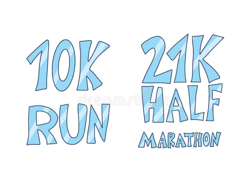 10k and 21k Run Text Isolated. Vector Text Stock Vector - Illustration ...