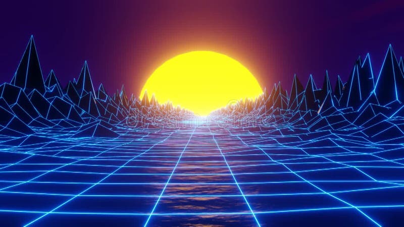 4K 80s Retro Background, Loop Animation. Retrowave Animation. Stock ...