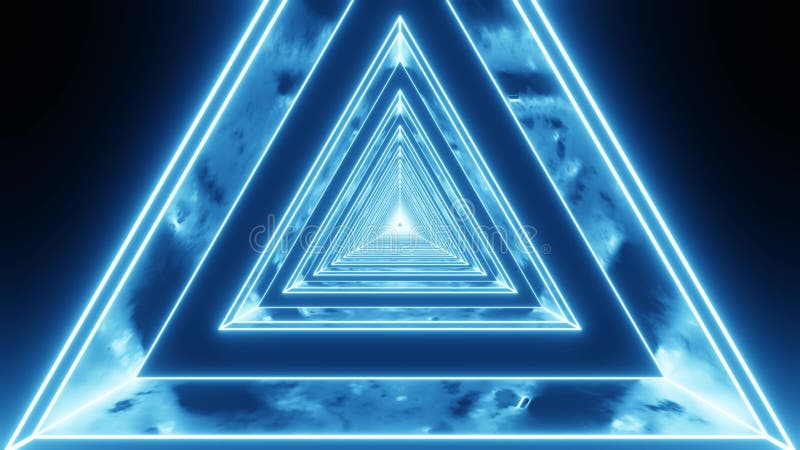 4K Seamless Loop Motion Graphics of Flying into Rotation Triangle Metal ...