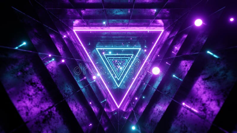 Seamless Loop Motion Graphic of Flying into Triangle Digital Tunnel ...