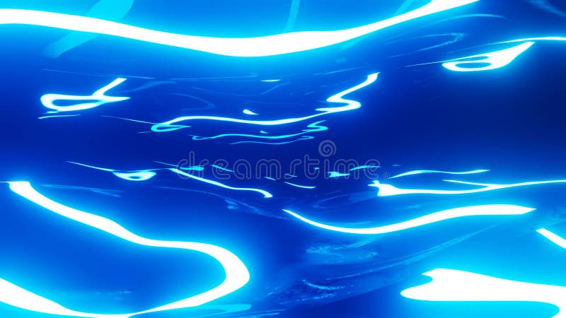 Warped Surface with Blue Glow Pattern. Fly through Mirror Tunnel with ...
