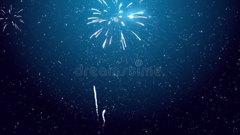 4K Shining Fireworks Display Explosion with Bokeh Lights in Night Sky ...