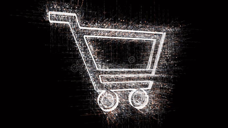 4k Shopping Cart Symbol.binary Computer Code,changing from Zero To One ...