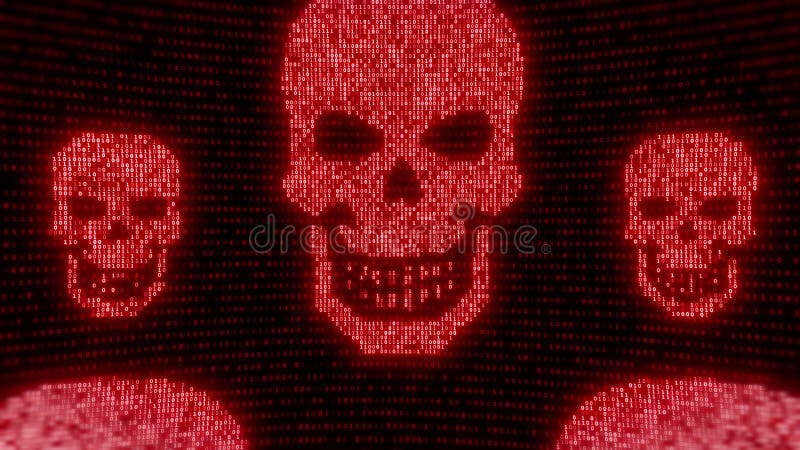 4K Skull Technology Glitch Computer Virus or Internet Hacking 4K Loop ...